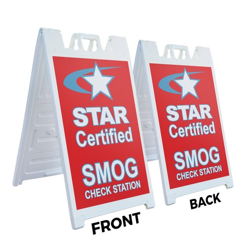 Star Certified Smog Check Station Heavy Duty A-Frame Sidewalk Sign ...