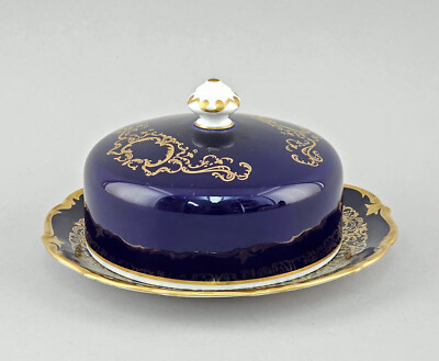 99840953-d Porcelain Butter Dish Cobalt Reichenbach Thuringia 6 7/8x3 7 ...
