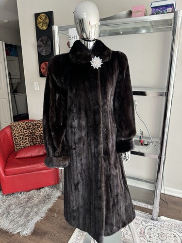 Custom Made Vintage Brown Real Mink Fur Coat (NY Furrier) Size 12 | eBay