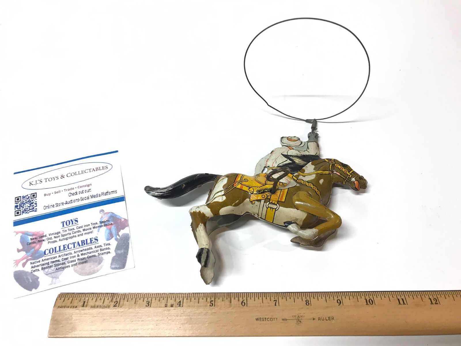 VINTAGE 1940’s MARX TIN WIND UP HORSE WITH COWBOY AND LASSO NICE ...