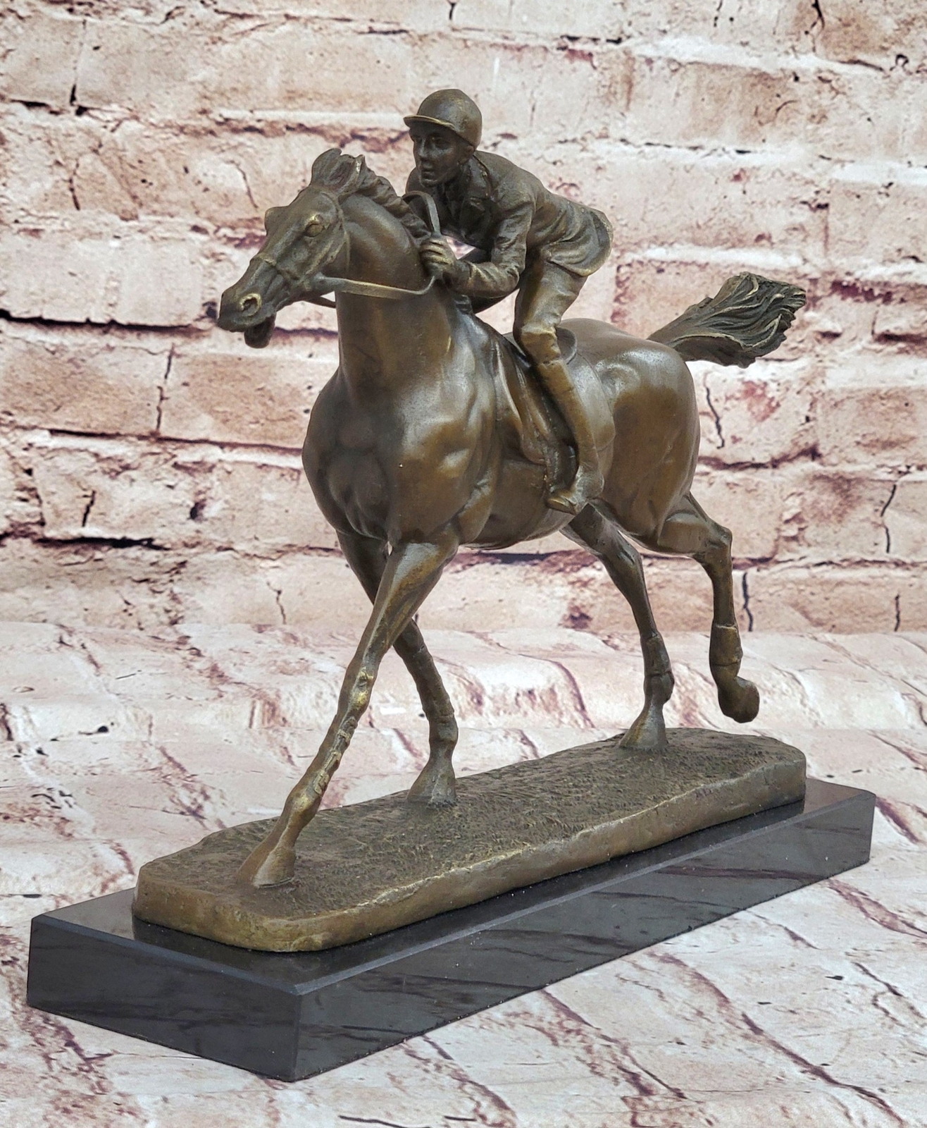 Jockey Equestrian Polo Horse Racing Bronze Statue Sculpture Figure ...