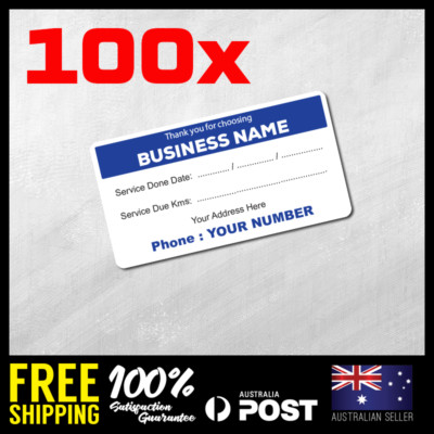 100x Custom Next Service Due Label Stickers 35x65mm Maintenance Vehicle ...