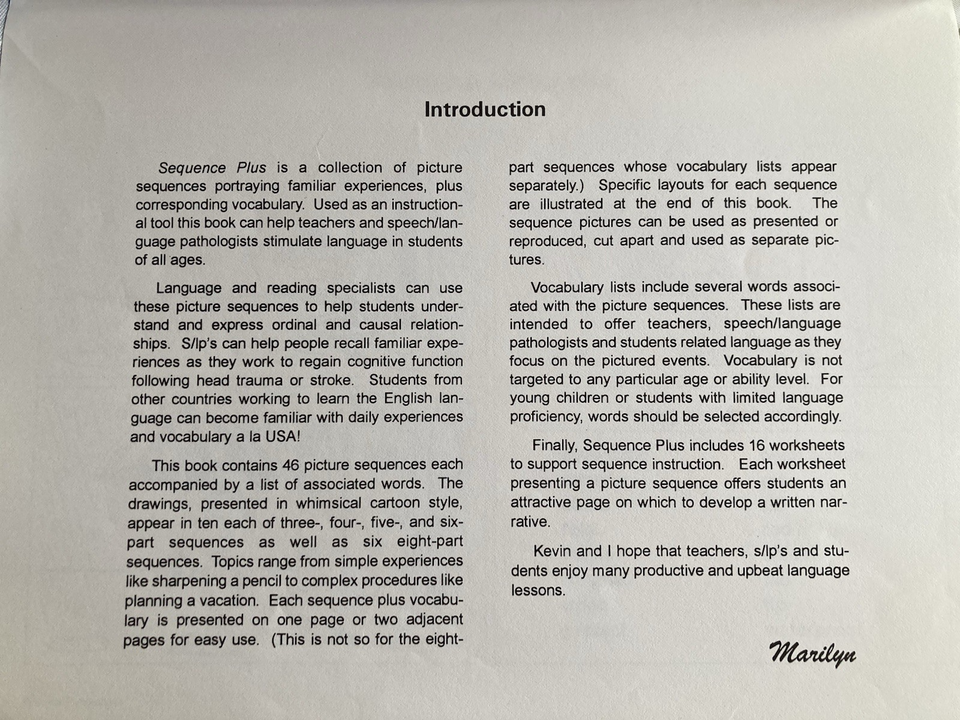 Sequence Plus: Sequence Pictures with Vocabulary by Toomey, Marilyn M ...