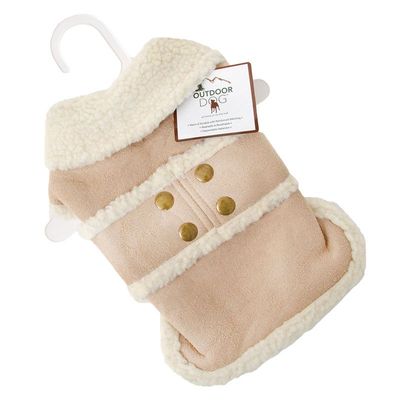 Outdoor Dog SHEARLING COAT Warm Faux Suede Sherpa Lining Hook & Loop ...