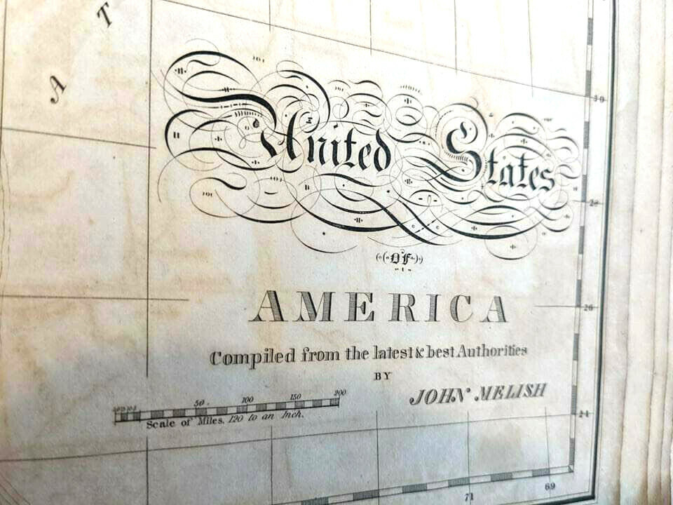 Lavoisne Atlas of 1820 2nd Edition John Melish US Map Hand Painted ...