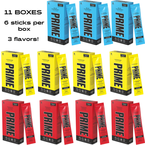 PRIME Hydration+ Blue Raspberry, LEMONADE, & Punch | 11 Packs | 6 ...