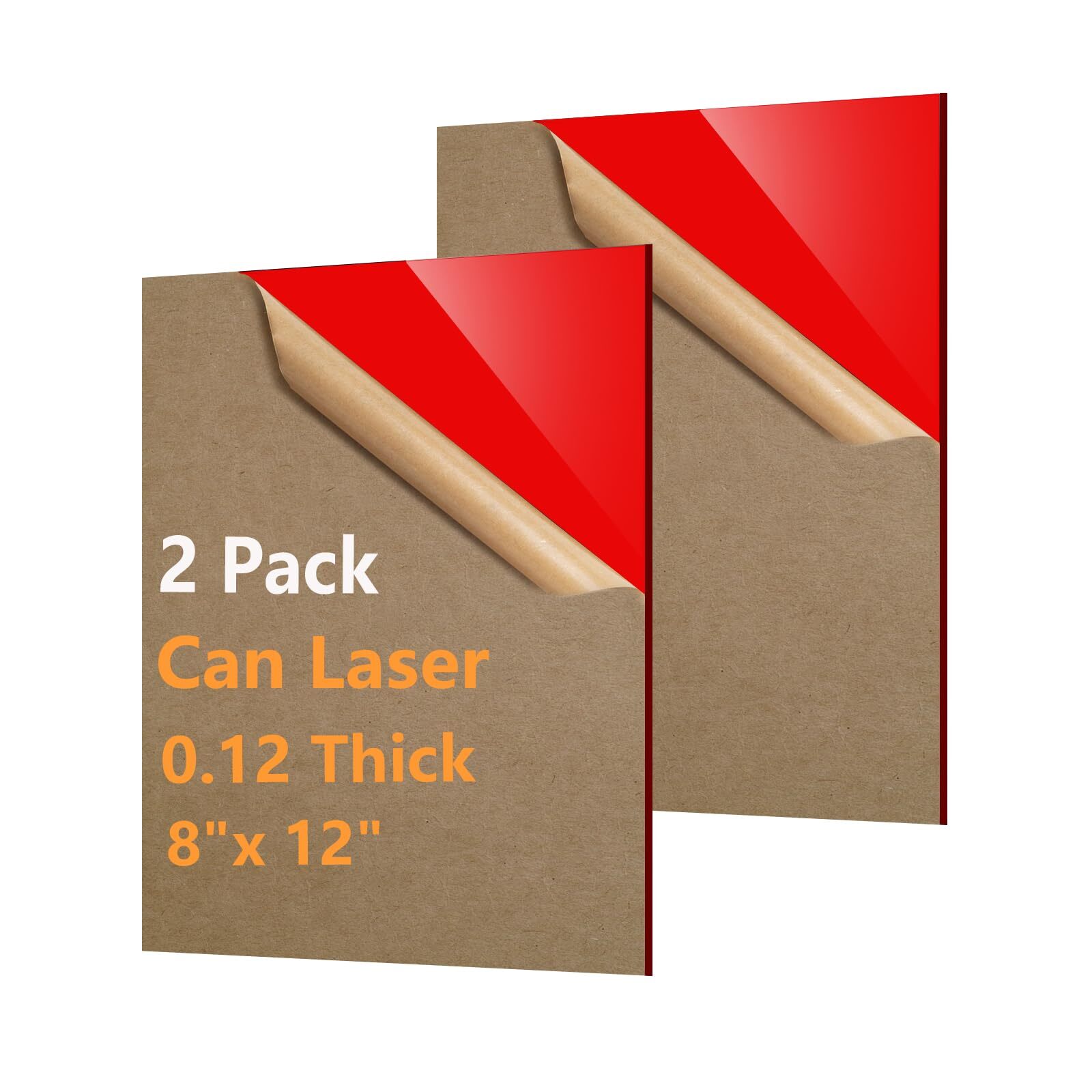 2 Pcs Red Acrylic Sheets for Laser Cutting 3mm Red Acrylic Sheet 8x12x1 ...