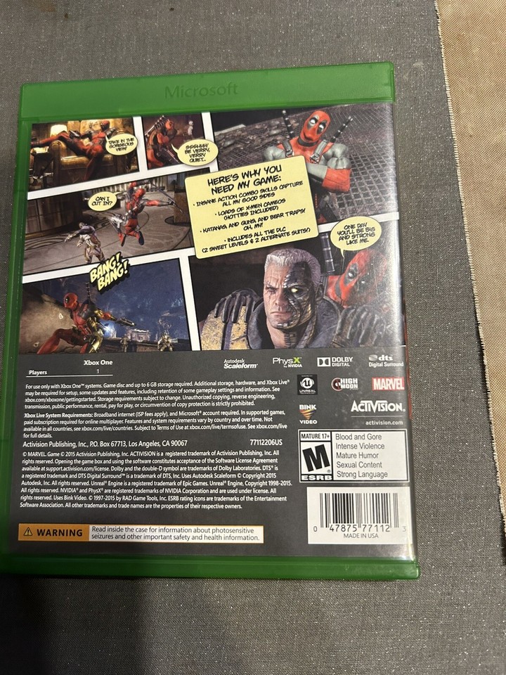 Deadpool (Microsoft Xbox One, 2015) 47875771123| eBay