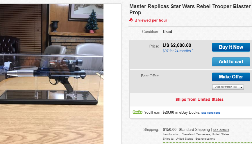 1 STAR WARS DH-17 blaster prop from Star Wars. 1:1 | eBay