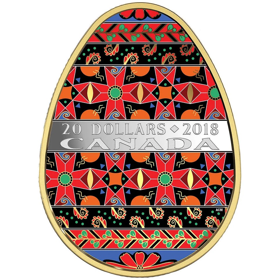 2018 $20 Golden Spring Pysanka - Pure Silver Coin COA & Box RCM Ann ...