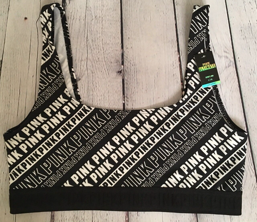 Victoria's Secret PINK ULTIMATE Light Support VS Sports Bra Black White ...