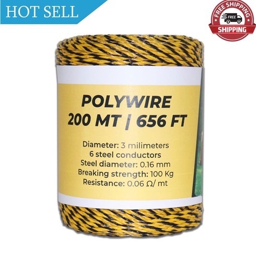 TRAE Electric Fence Polywire 656 Feet / 200 Meters, 6 Stainless Steel ...