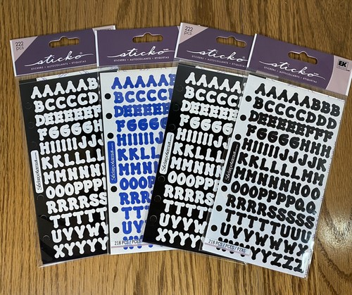4 Pkgs - Sticko Alphabet Letters Dot Stickers - Black, White, Blue ...
