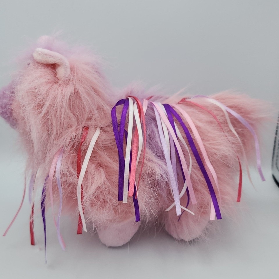 Ganz Webkinz Yorkie Dog Plush Pink Purple Ribbon 10" Yorkshire Terrier ...