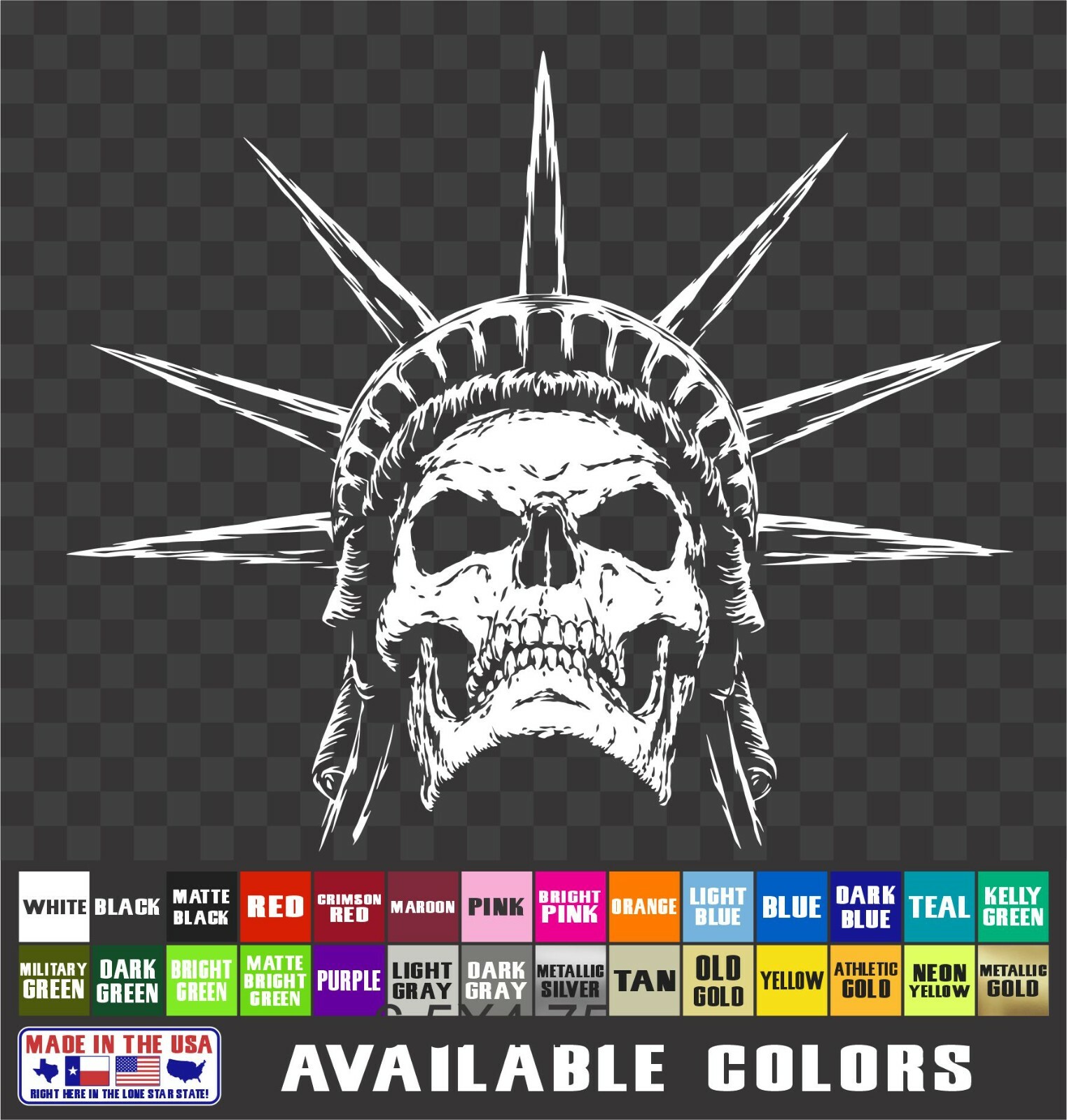 Statue of Liberty Sticker America Patriot Skull Skeleton Vinyl Window ...