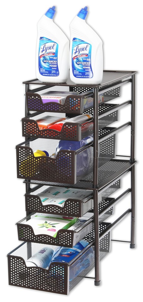 Re Stackable 3 Tier Sliding Basket Organizer Drawer Bronze 811244030049 ...