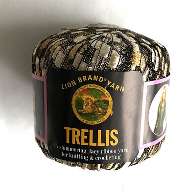 Lion Brand Trellis Yarn in Champagne Nylon Ribbon Yarn | eBay