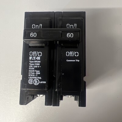 Eaton BR260 60Amp Double Pole Standard Trip Circuit Breaker Cutler ...