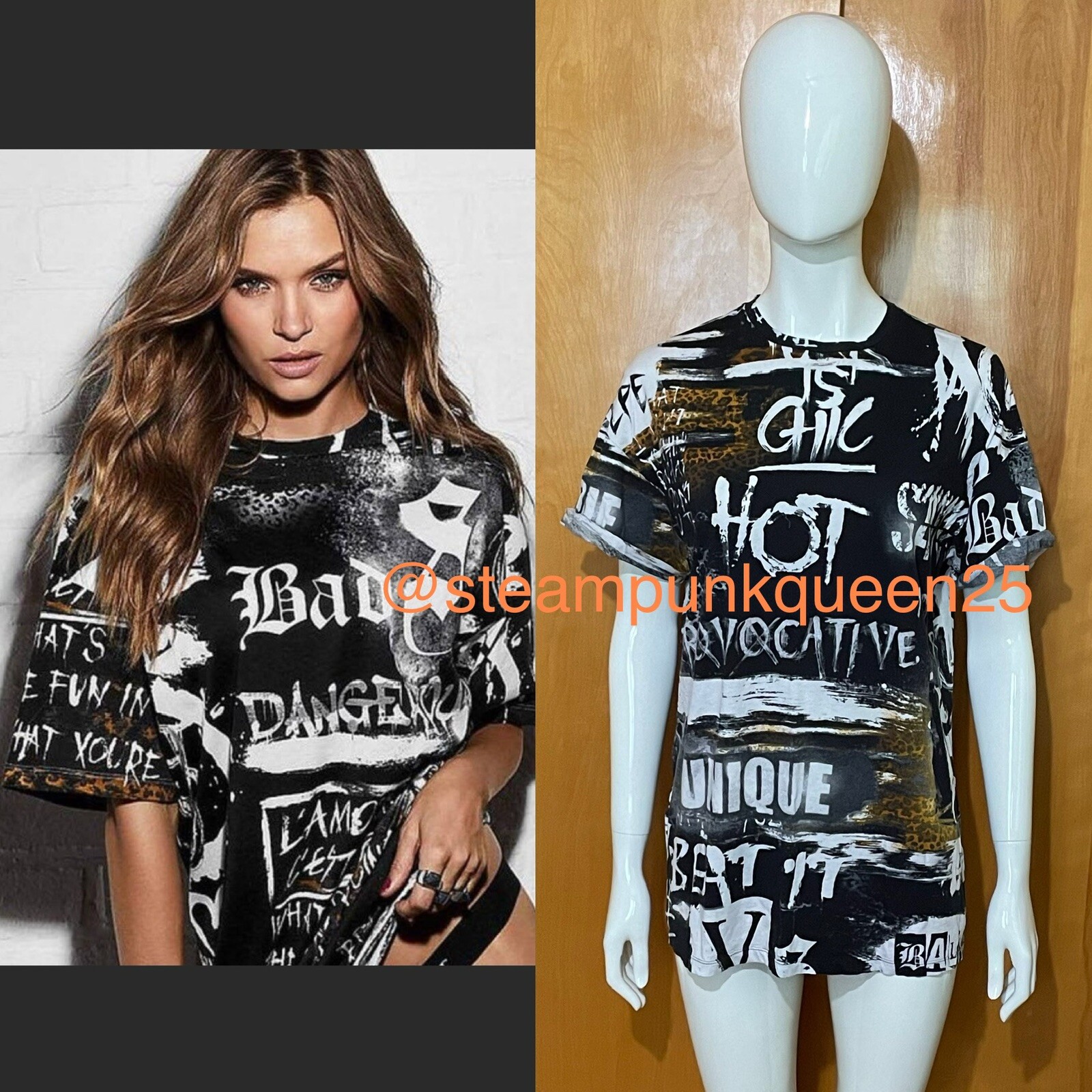 Rare Balmain x Victoria’s Secret Oversized Graphic Te… - Gem