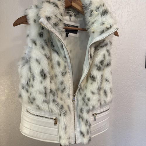 Ci Sono by Cavalini faux Snow Leopard fur vest sz S | eBay