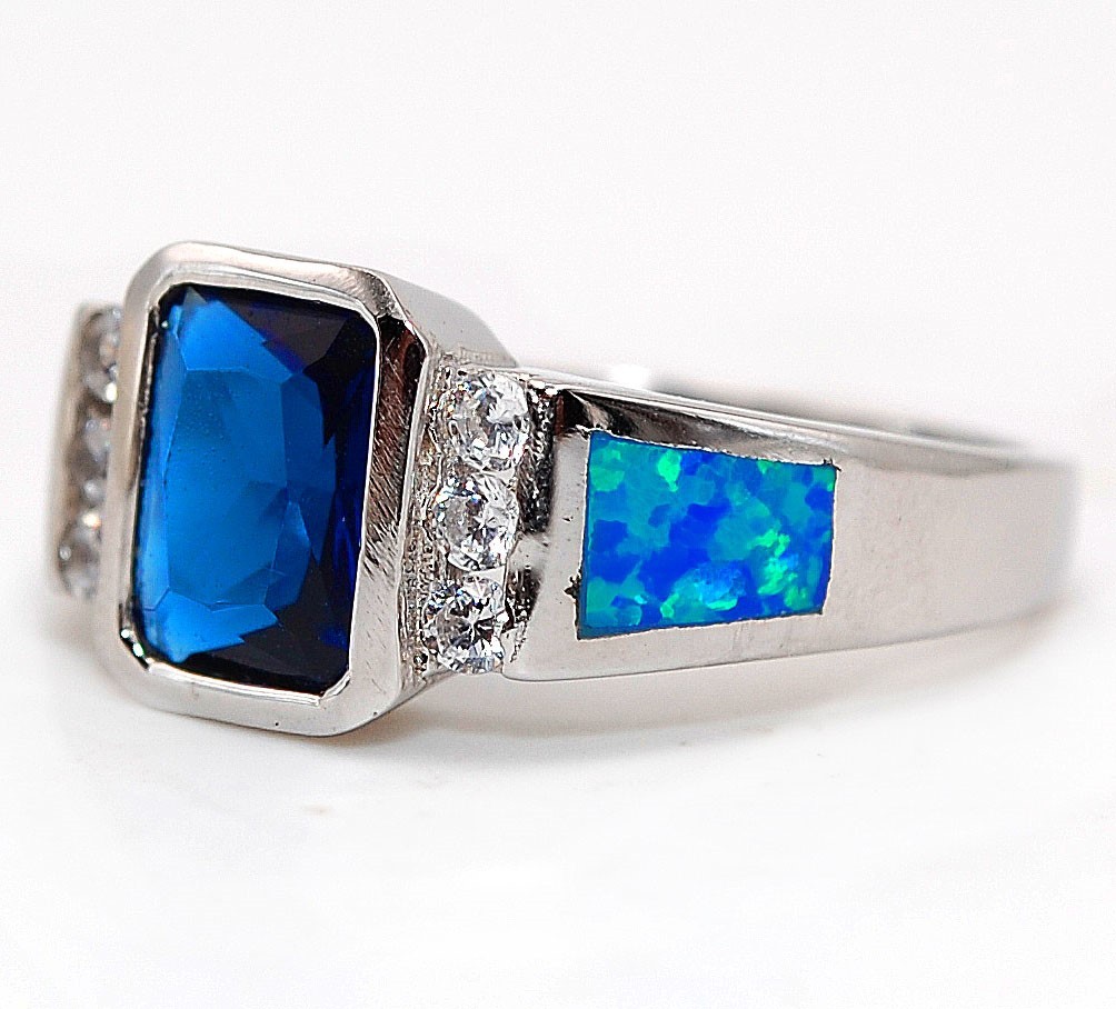 Australian Opal Inlay 925 Solid Sterling Silver Ring Sz 8 BA2 | eBay