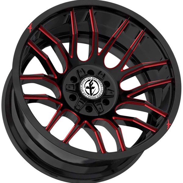 (Set of 4) XF Off-Road XF-232 24x12 6x135/6x5.5" -44mm Black/Red Wheels ...
