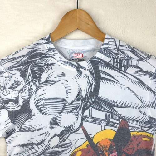 Marvel Comics X-Men Wolverine Mens T-shirt All Over Print Size XS White ...