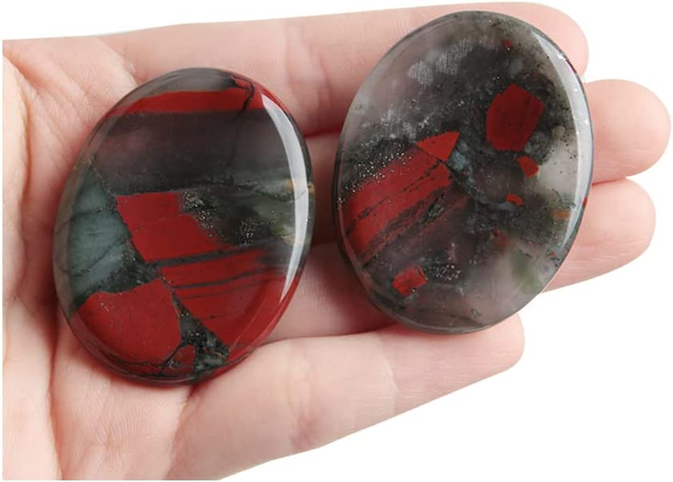 2Pcs Natural Bloodstone Jasper Palm Stone Rock Crystal Healing Reiki ...