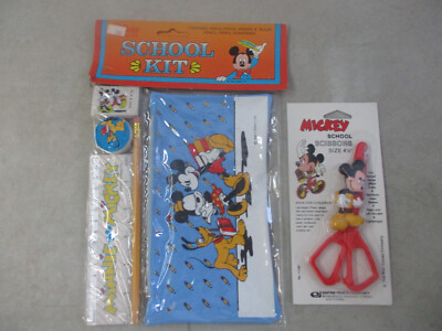 LOT OF 2 VINTAGE DISNEY MICKEY MOUSE SCHOOL KIT AND SAFETY SCISSORS | eBay