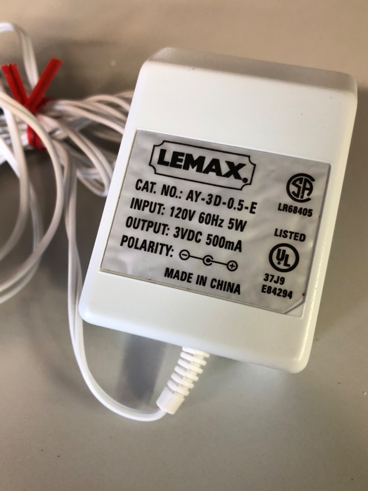 WHITE LEMAX CLASS 2 TRANSFORMER 3V W/ 4 PLUGS FOR VILLAGE, TESTED(286 ...