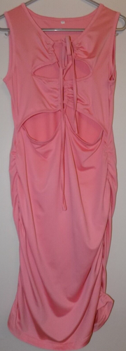SHEIN Coral Pink Ruched Side Dress 10 Unworn | eBay