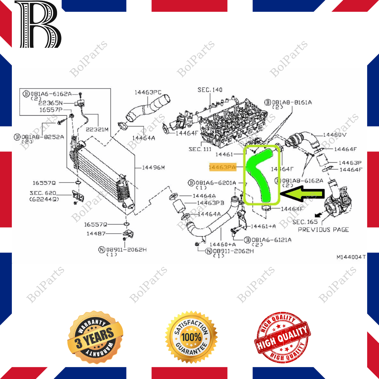 Turbo Intercooler Hose Pipe for Nissan NAVARA PATHFINDER NP300 2.5 D ...