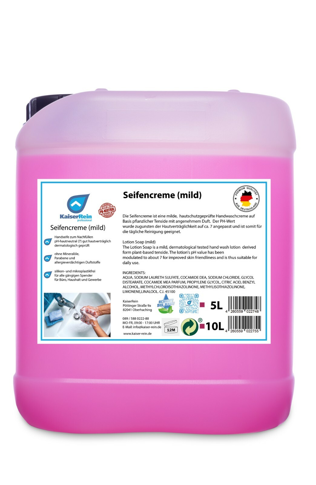 Milde Seife 5 L Kanister Nachfüll-beutel Flüssig-seife Handseife ph ...