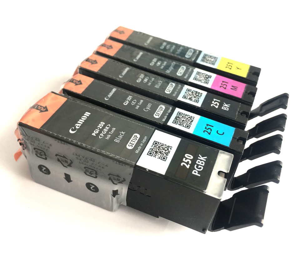 Genuine Canon Ink cartridges PGI-250 PGBK CLI-251 PIXMA iP7220 iP8720 ...
