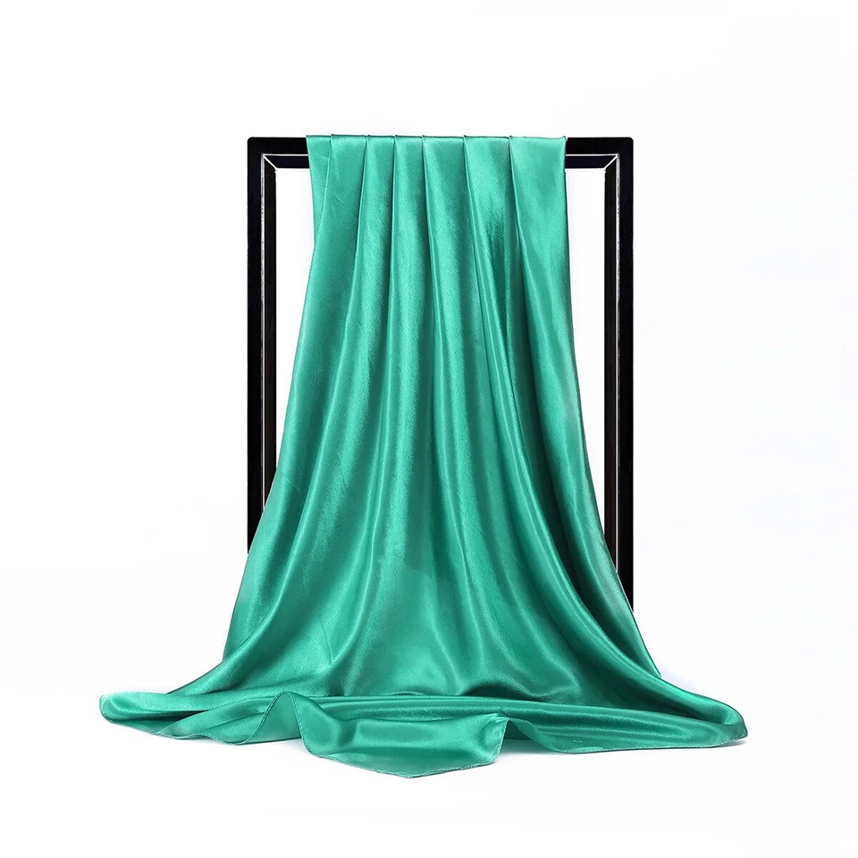 3x3 FT Solid Satin Silk Scarf Hijab Muslim Soft Large Square Head Neck ...