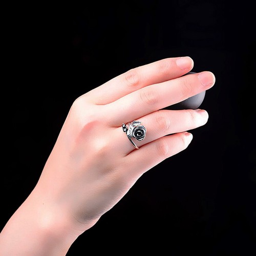 925 Sterling Silver For Women Jewelry Retro Rose Flower CZ Ring A3290 ...