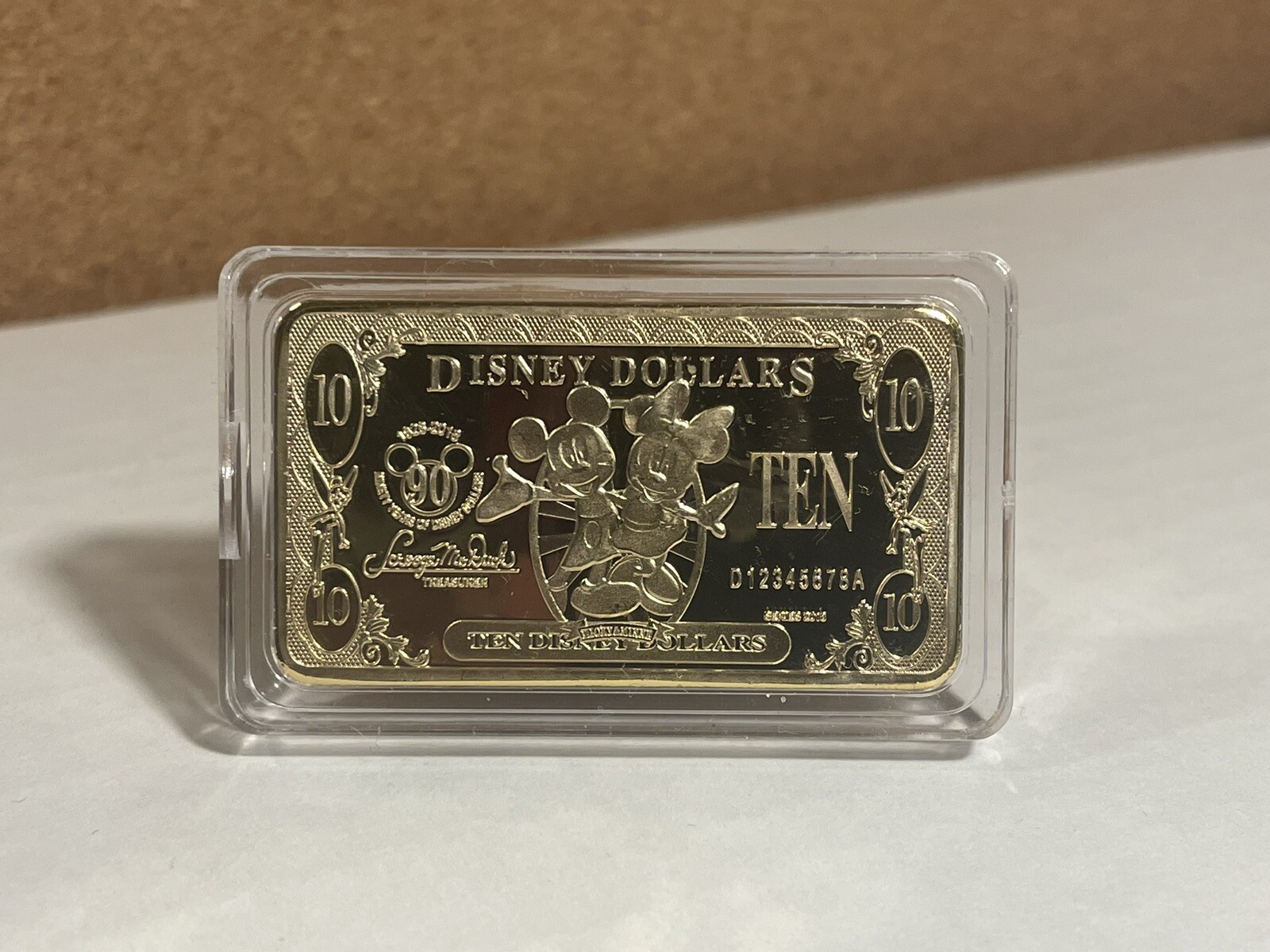 Disney Challenge Coin Disney Dollars $10 Gold 90th Anniversary Mickey ...