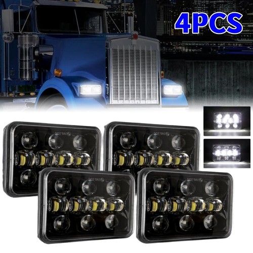 4pcs DOT 4x6'' inch Led Headlights Hi-Lo Beam for Peterbilt Kenworth ...