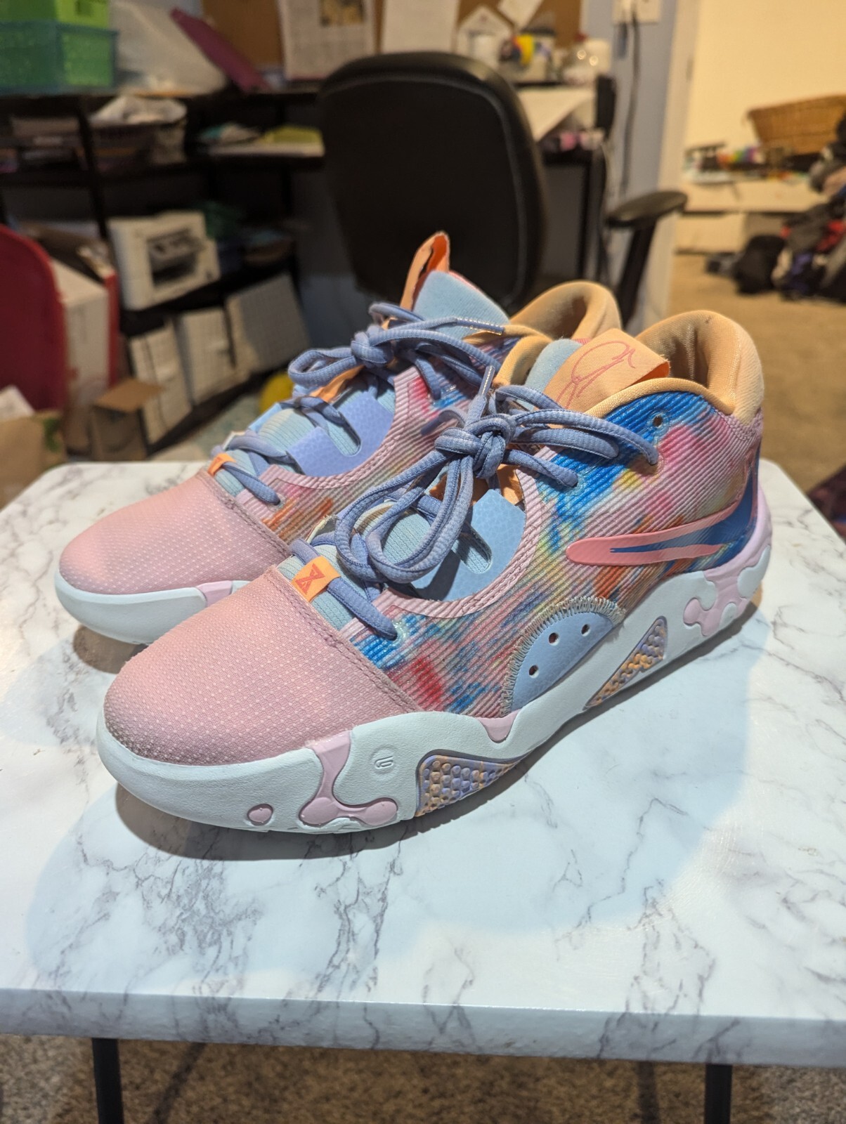 Nike PG 6 Painted Swoosh Paul George DO9824-100 PINK BLUE ORANGE Size 9 ...