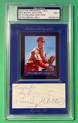2013 HA ORIGINALS 1933 BUCKY WALTERS CUT AUTO AUTOGRAPH 5/10 PSA/DNA 7 ...