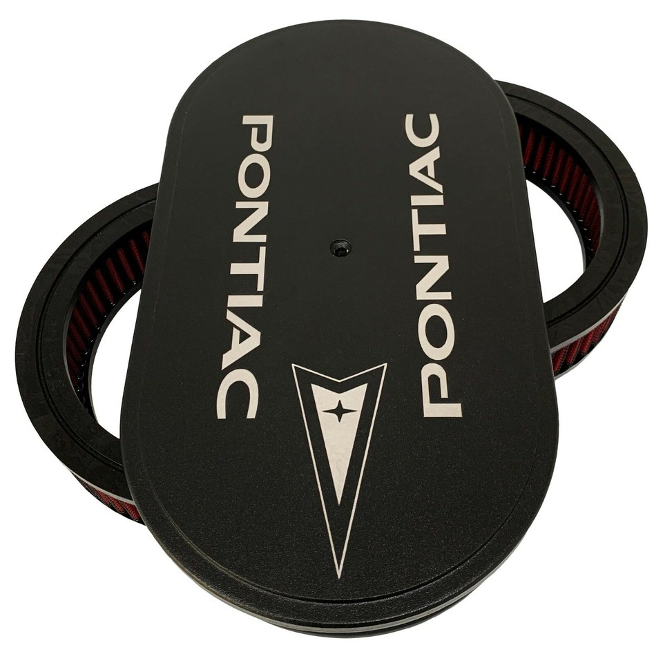 Pontiac 15" Black Oval Air Cleaner Kit, Logo & Text - Engraved Logo ...