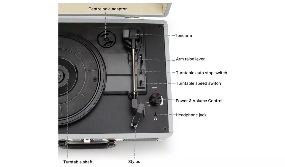 NEW, Bush Classic Turntable Retro Portable Case Record Amplifier Player ...