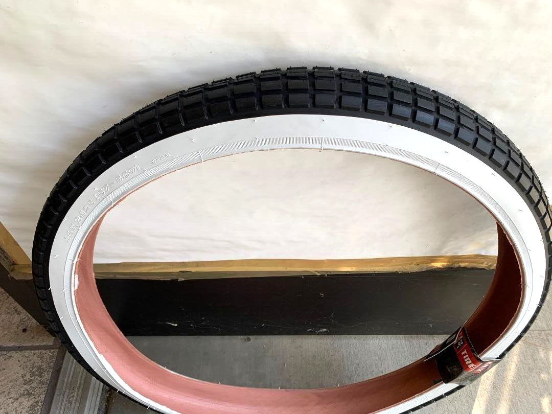 BIG BLOCK Bicycle Tire 26" x 2.125 White Wall Cruiser BMX Bikes | eBay