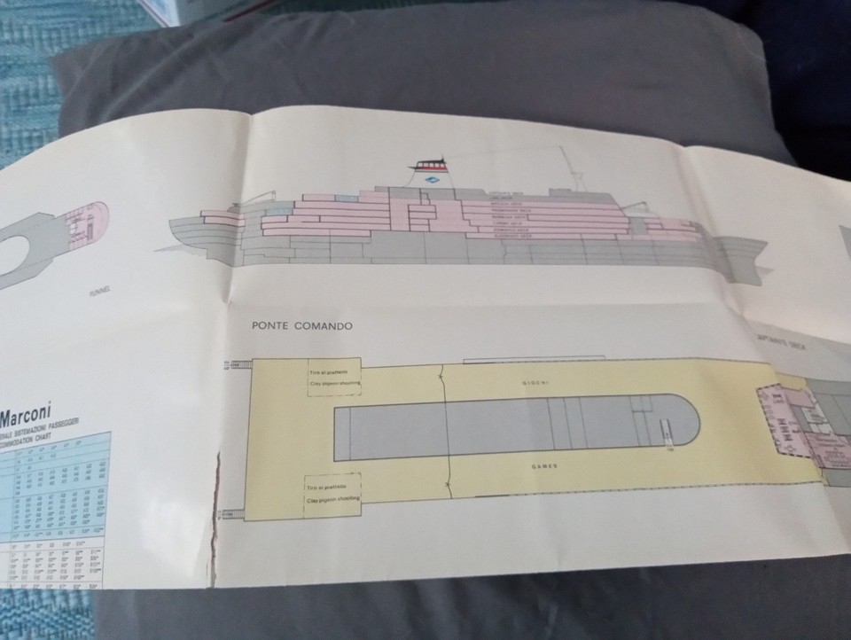 Italian Line Marconi Deck Plan | eBay