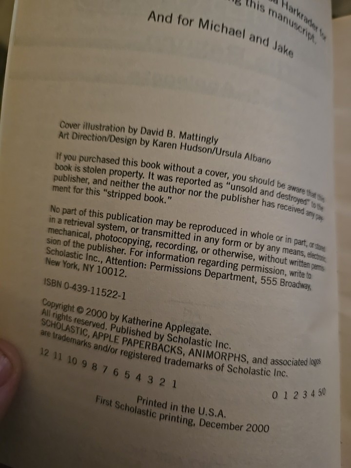 Animorphs #48 The Return 1st Print 2001 K.A. Applegate Scholastic ...
