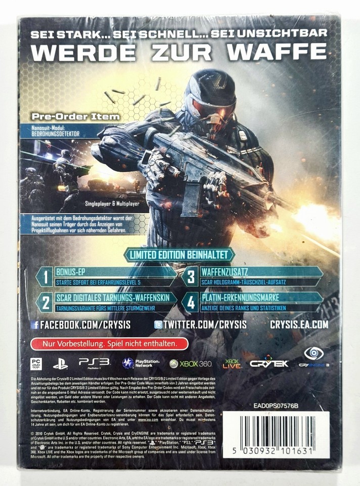 Microsoft Xbox 360 Game Crysis 2 Limited Edition+Vorbestell-Box New ...