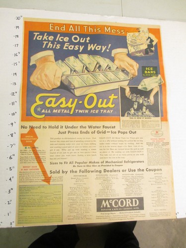 newspaper ad 1931 MCCORD Radiator Detroit MI metal ice cube trays AW ...