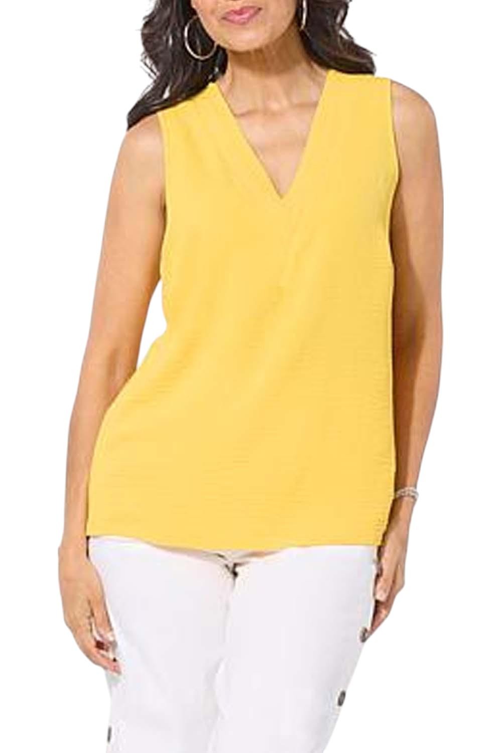 Nina Leonard Women's Layered V-Neck Float Tank Top Marigold Outlet ...
