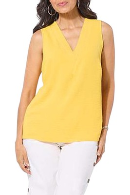 Nina Leonard Women's Layered V-Neck Float Tank Top Marigold | eBay