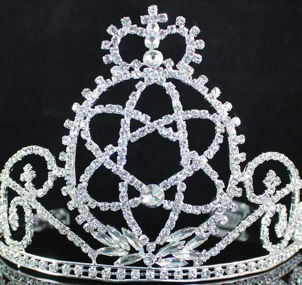 CROWN UNIVERSE PAGEANT RHINESTONE CRYSTAL TIARA WITH COMBS BRIDAL PROM ...